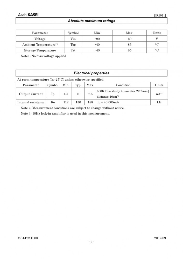 AKM IR1011 datasheet page 2