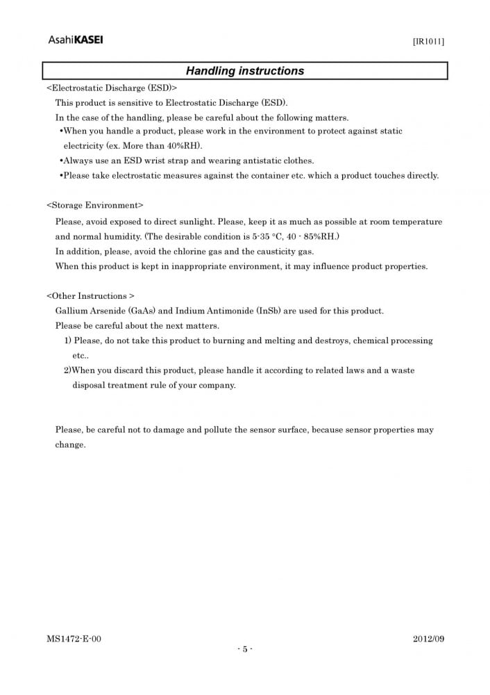 AKM IR1011 datasheet page 5