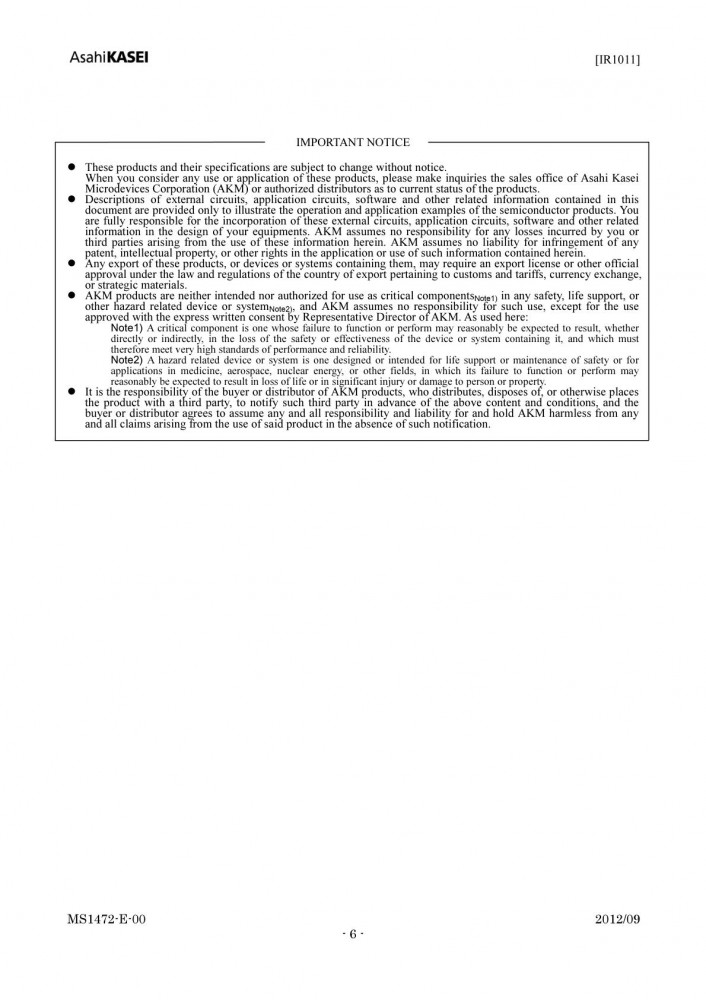 AKM IR1011 datasheet page 6