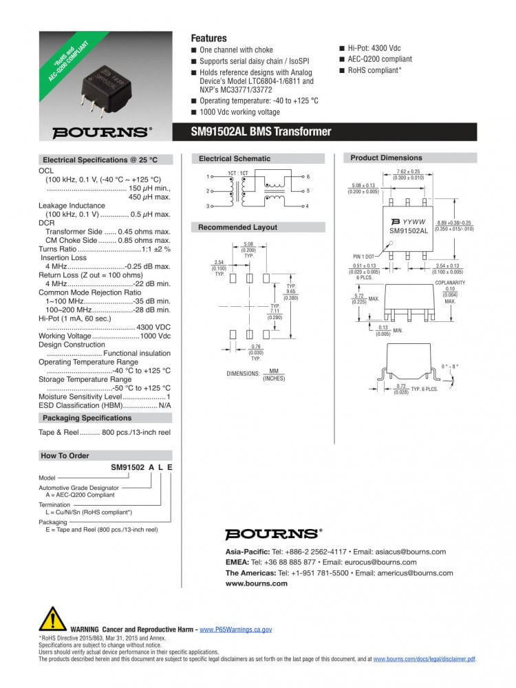 SM91502ALE technical document page 1