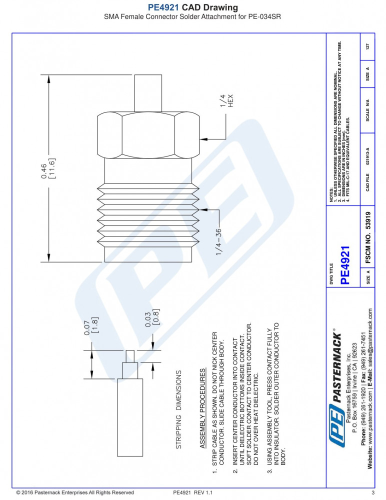 PASTERNACK PE4921 technical document page 3