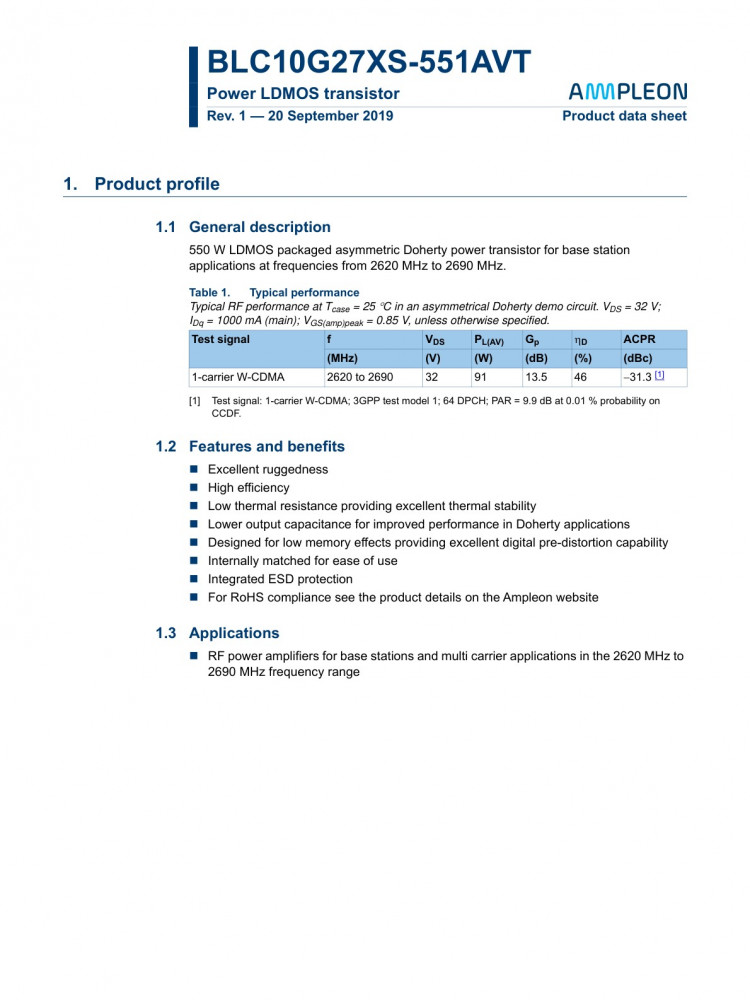 BLC10G27XS-551AVTY datasheet page 1