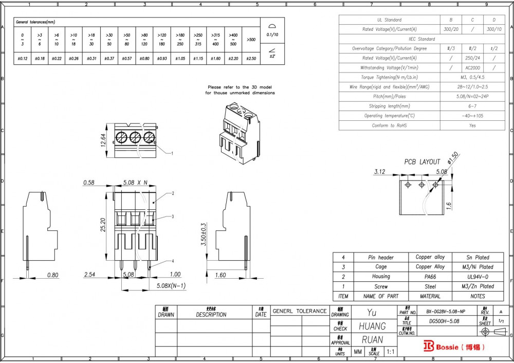 BX-DG28V-5.08-3P technical drawing page 1