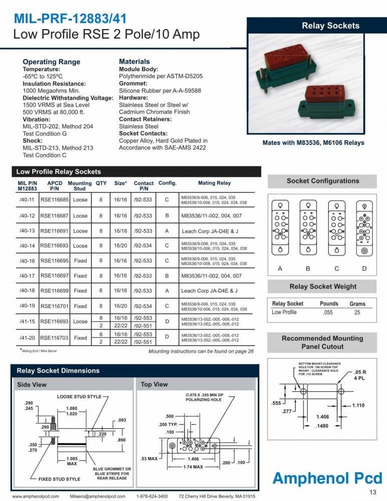 Amphenol relay socket technical document page 2