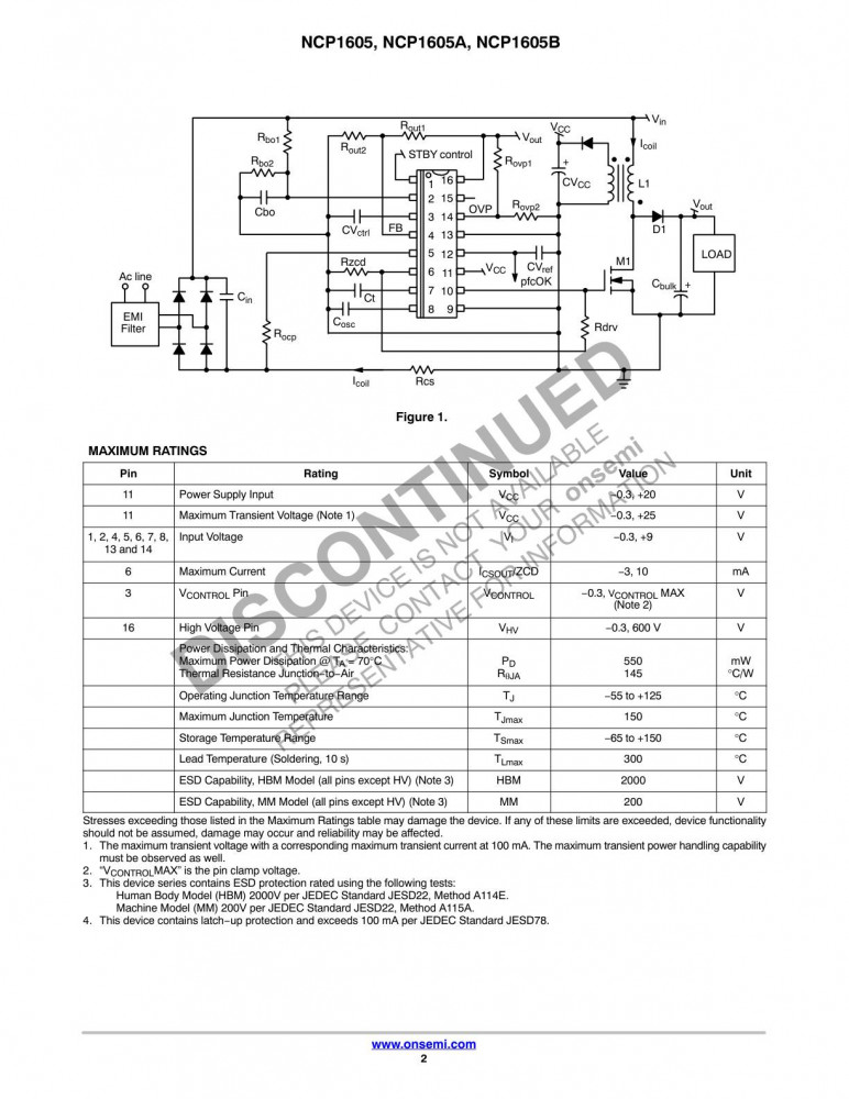 NCP1605 datasheet page 2