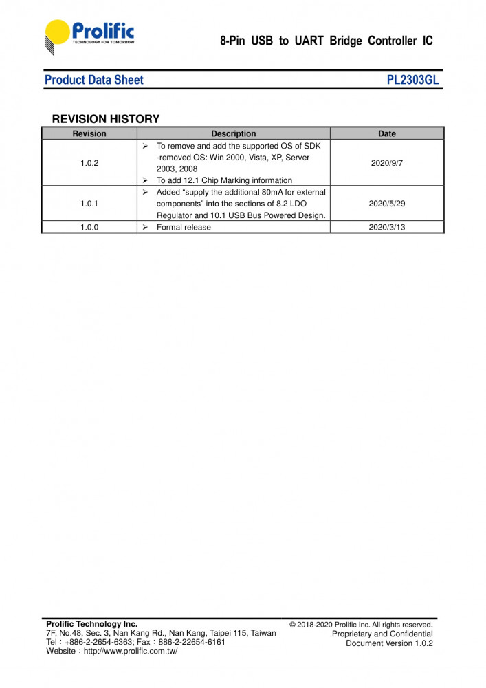 PL2303GL datasheet page 2