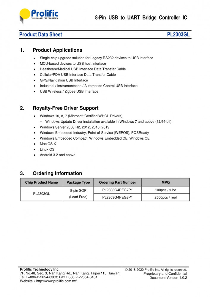 PL2303GL datasheet page 3