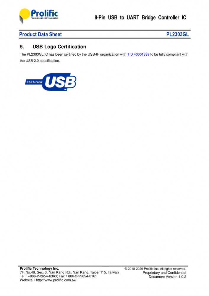 PL2303GL datasheet page 5