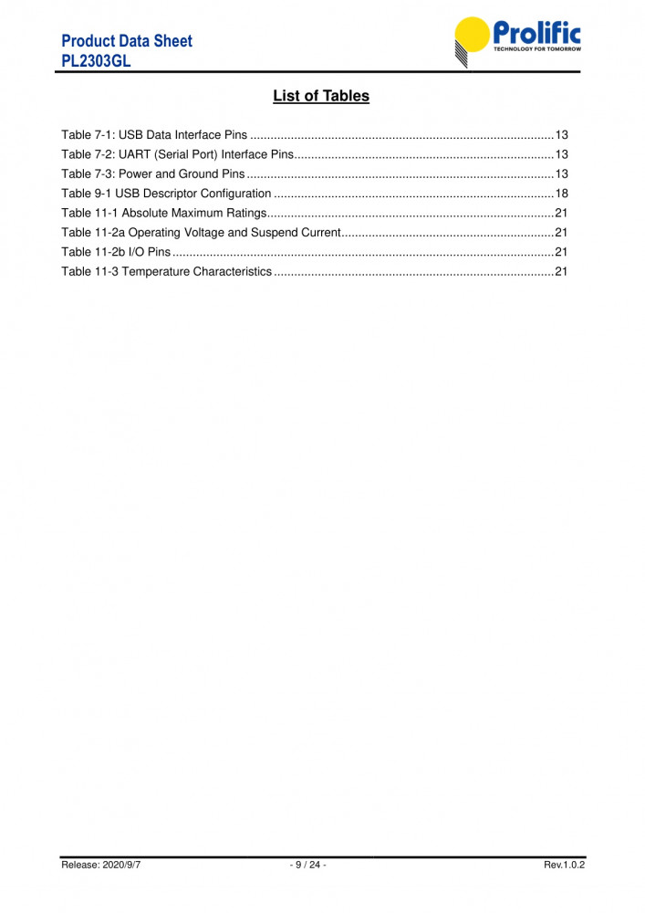 PL2303GL datasheet page 9