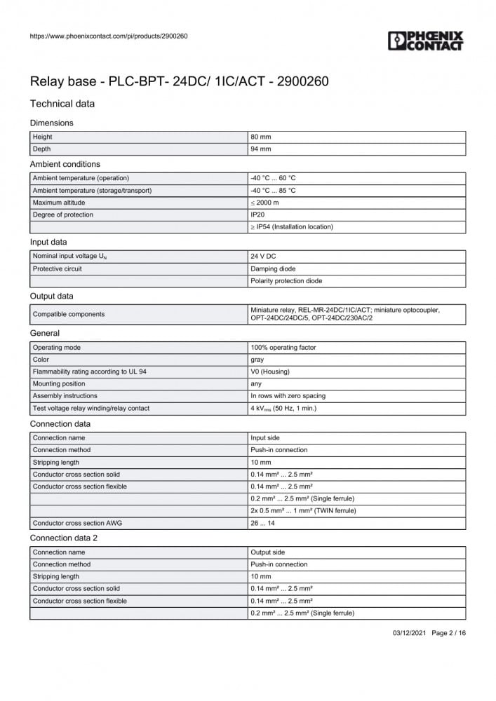 Phoenix Contact 2900260 document page 2
