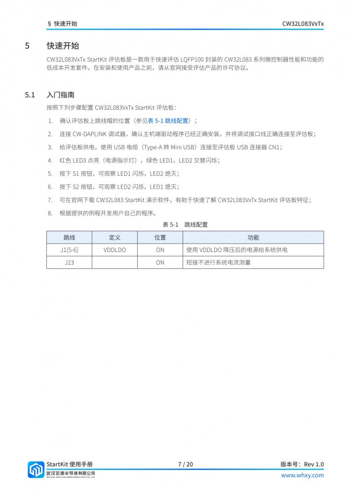 CW32L083VxTx StartKit document page 8