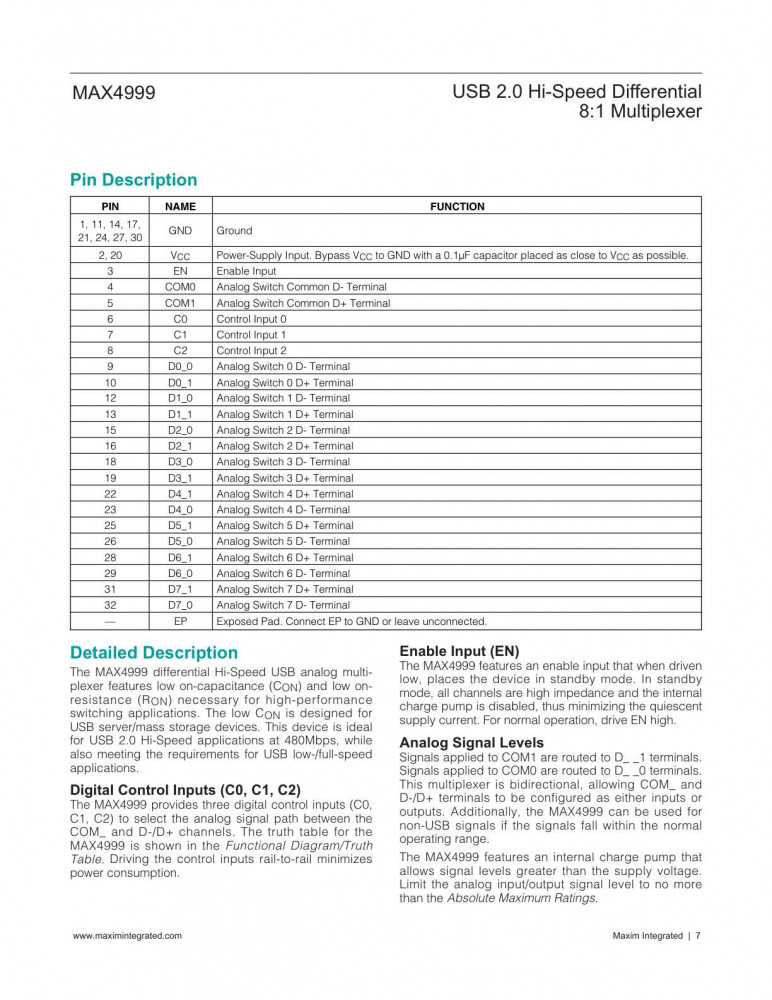 MAX4999 datasheet page 7
