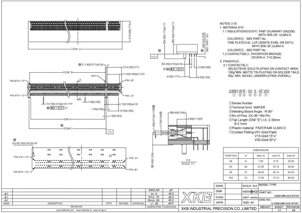 X3091WR series technical drawing page 1