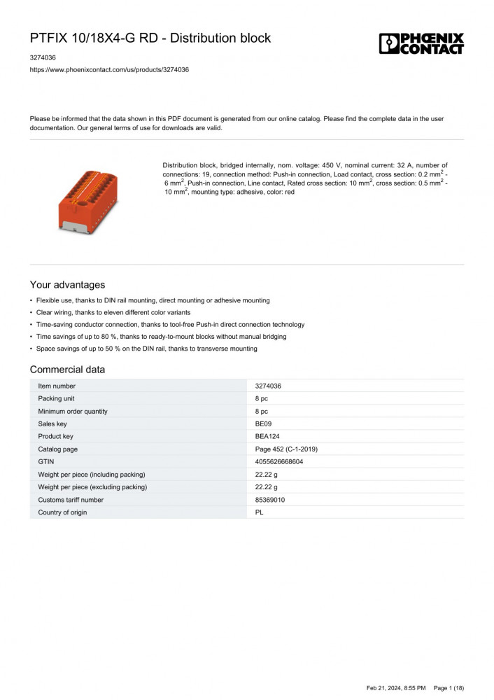 Phoenix Contact 3274036 technical document page 1
