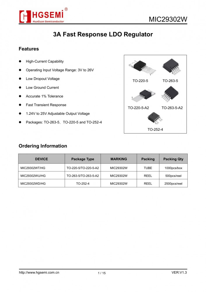 MIC29302WU/HG datasheet page 1