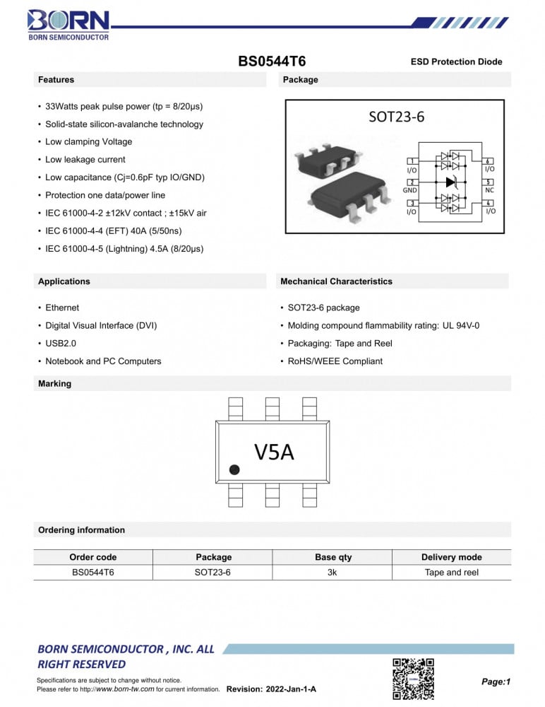 BS0544T6 datasheet page 1