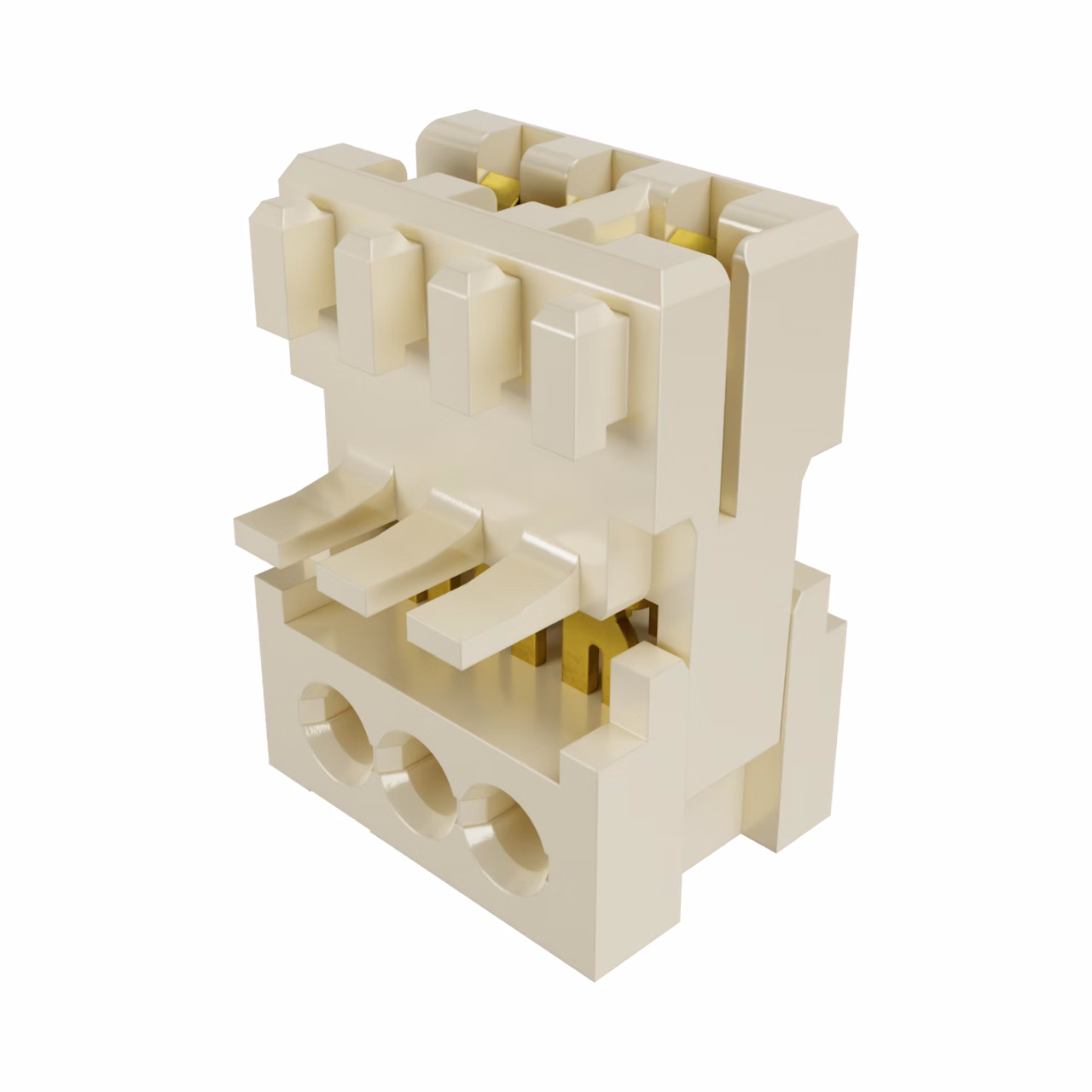 Appli-Mate RAST 2.5 Connector, 2.50mm Pitch, Female, 3 Circuits, No Position Keys Removed, Polarizing Rib Between 2/3, Locking Pips, 1 Closed and 1 Open Endwall, Gold Plating for sale