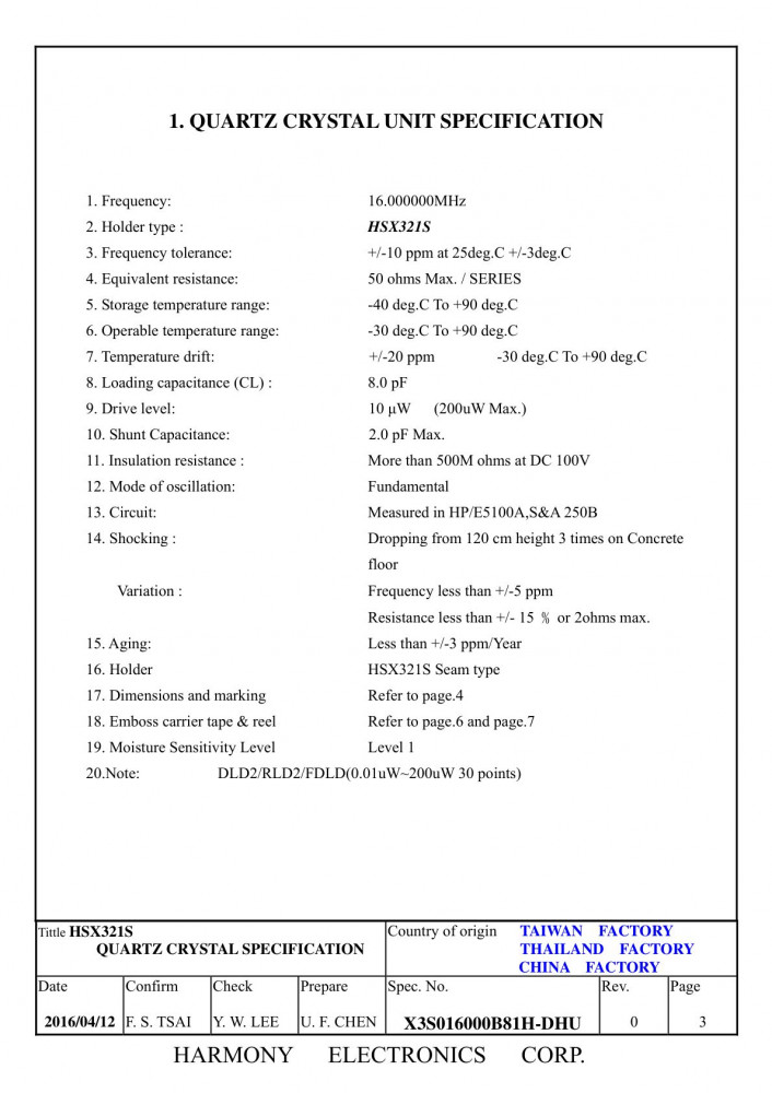 X3S016000B81H-DHU specification page 3
