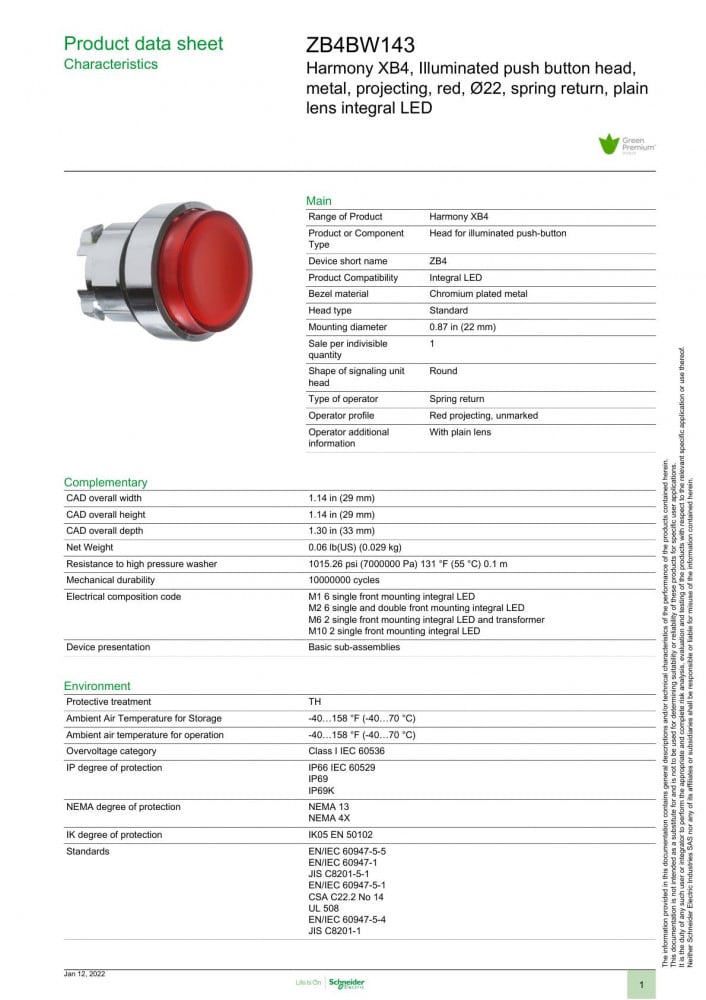 ZB4BW143 technical document page 1