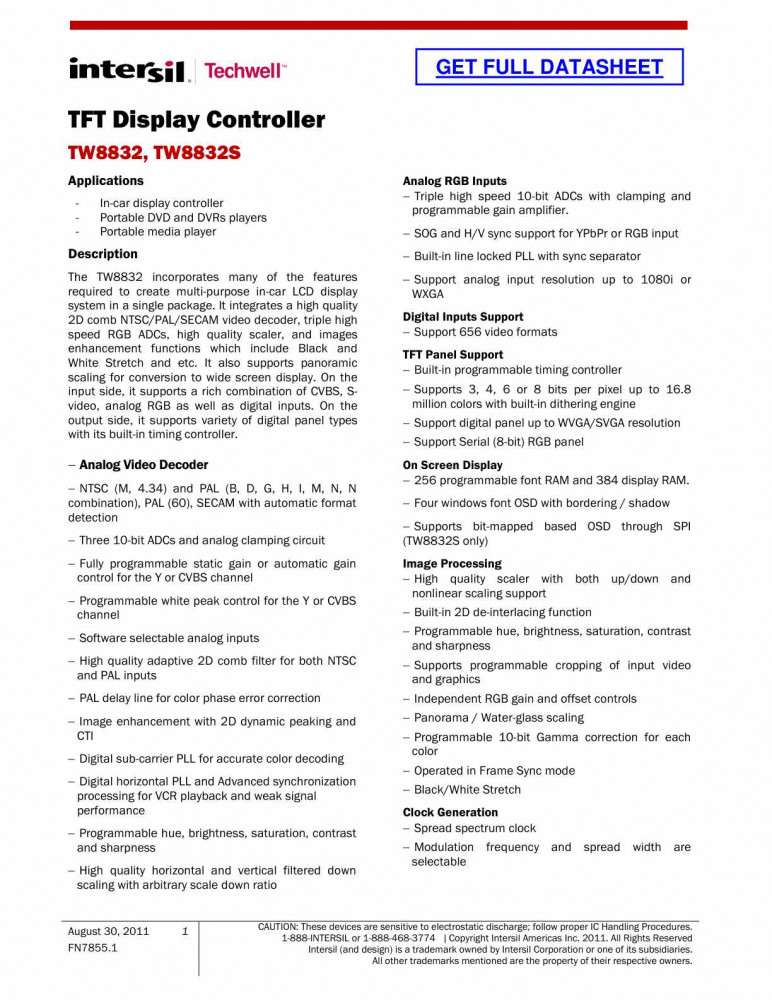 TW8832 technical document page 1