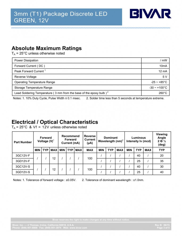 BIVAR 3GC12V datasheet page 3