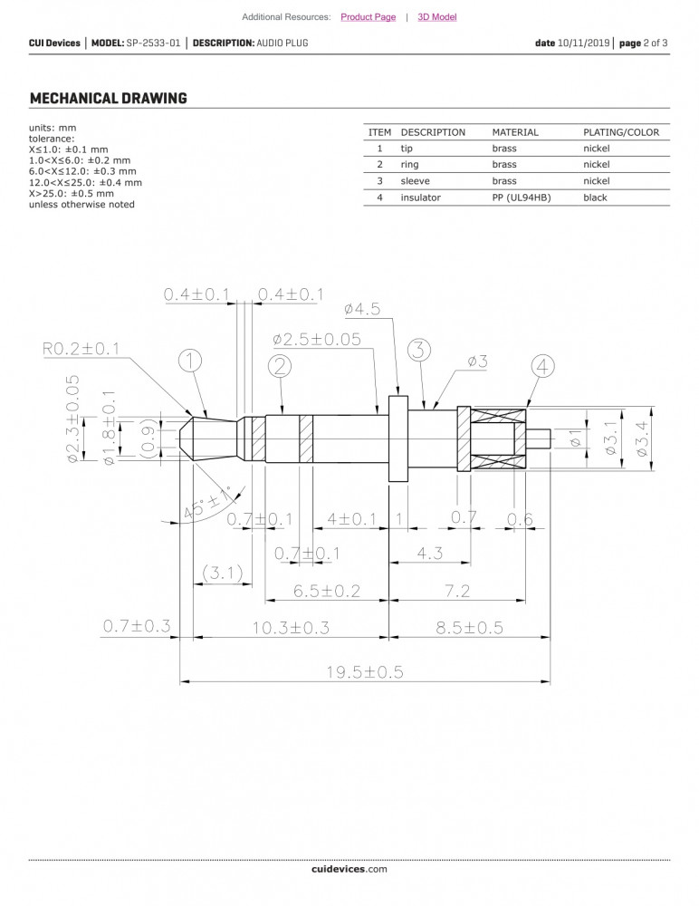 SP-2533-01 technical document page 2