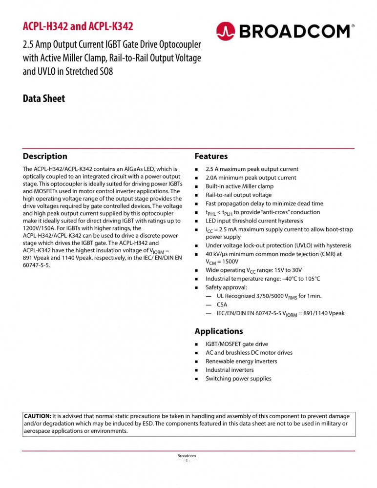 ACPL-H342-500E datasheet page 1