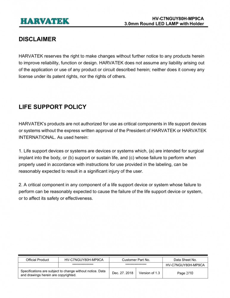 HV-C7NGUY80H-MP9CA datasheet page 2