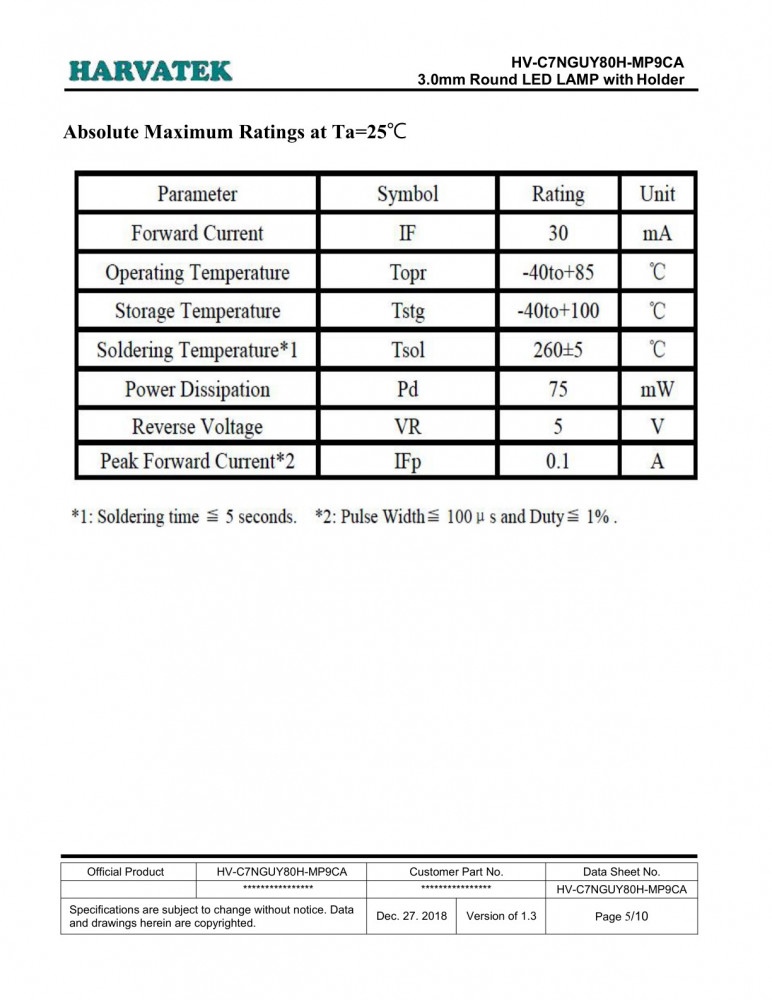 HV-C7NGUY80H-MP9CA datasheet page 5