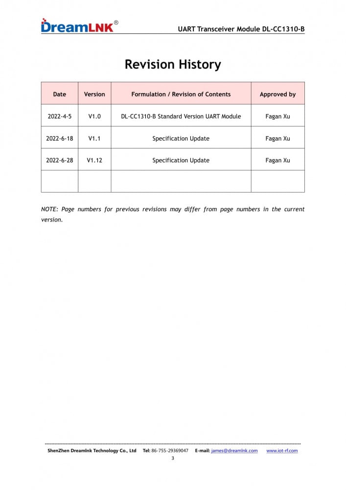 DL-CC1310-B-915 datasheet page 3