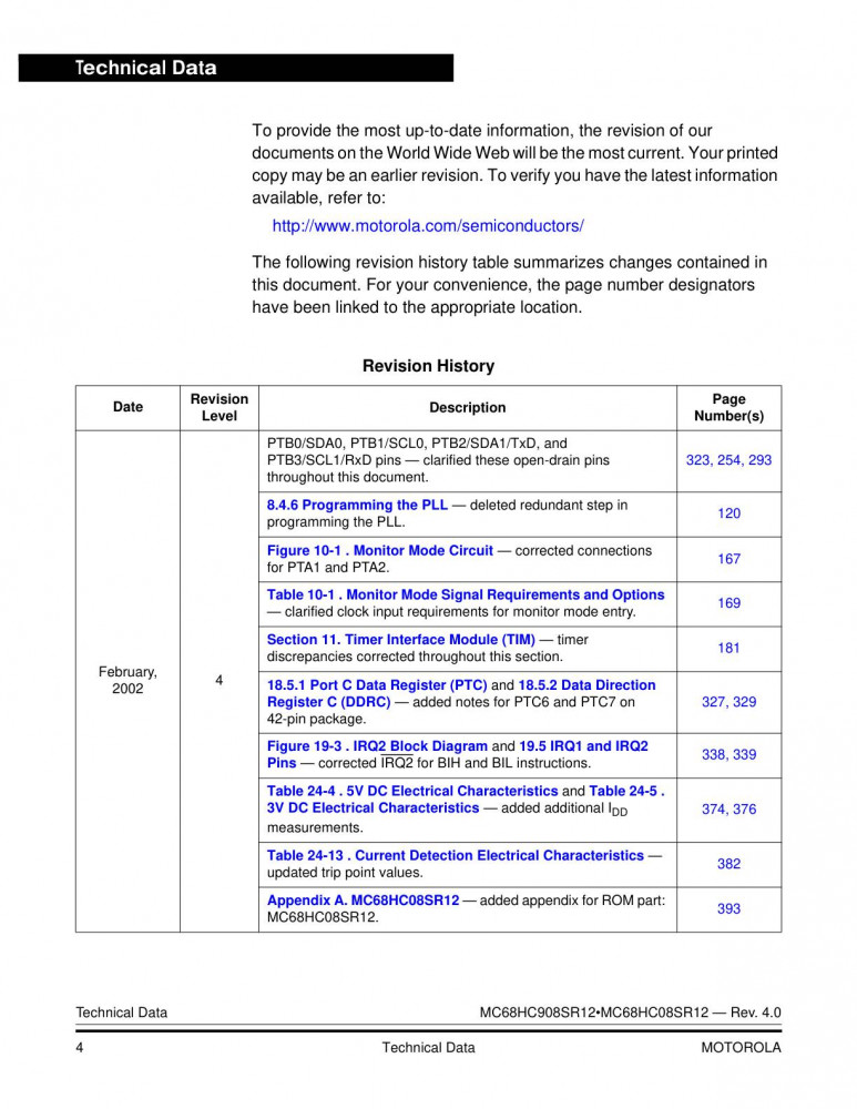 MC68HC908SR12 technical data page 4