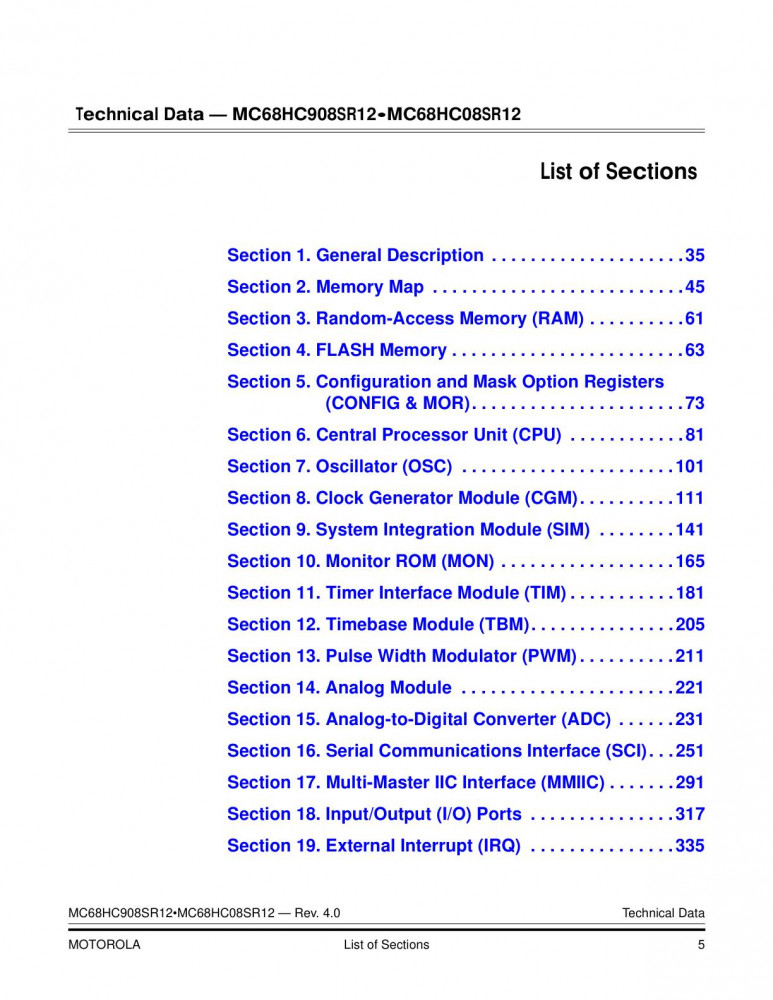 MC68HC908SR12 technical data page 5