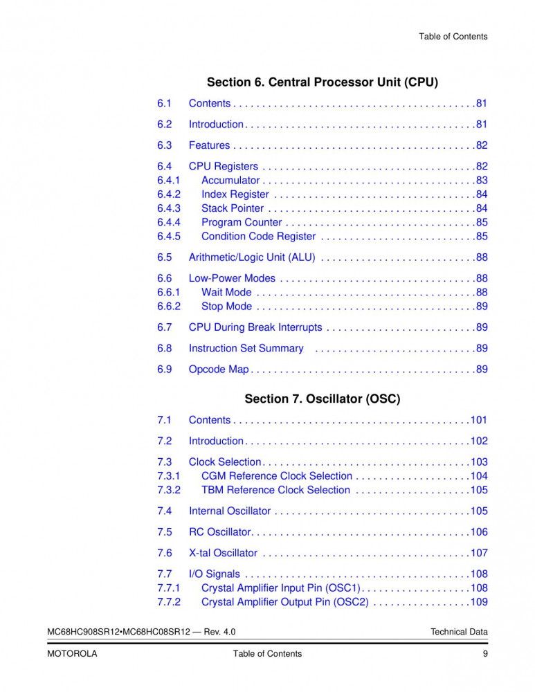 MC68HC908SR12 technical data page 9