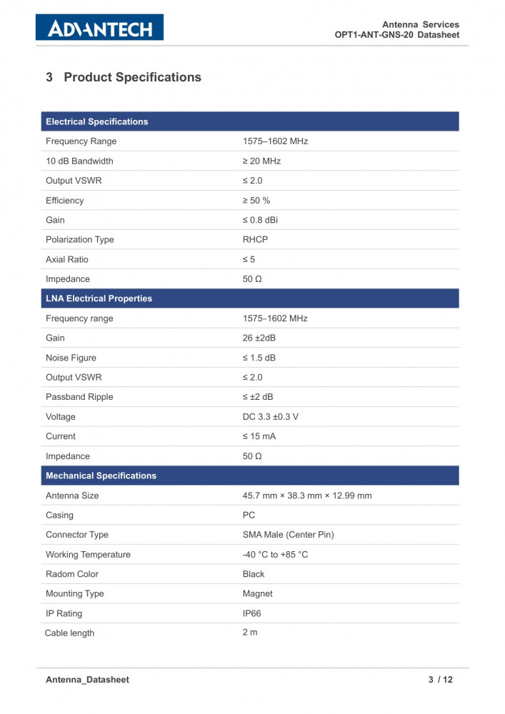 OPT1-ANT-GNS-20 datasheet page 4