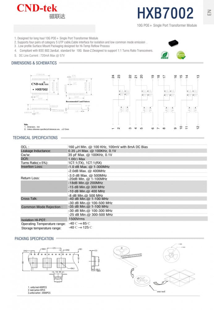 CND-tek HXB7002 technical document preview