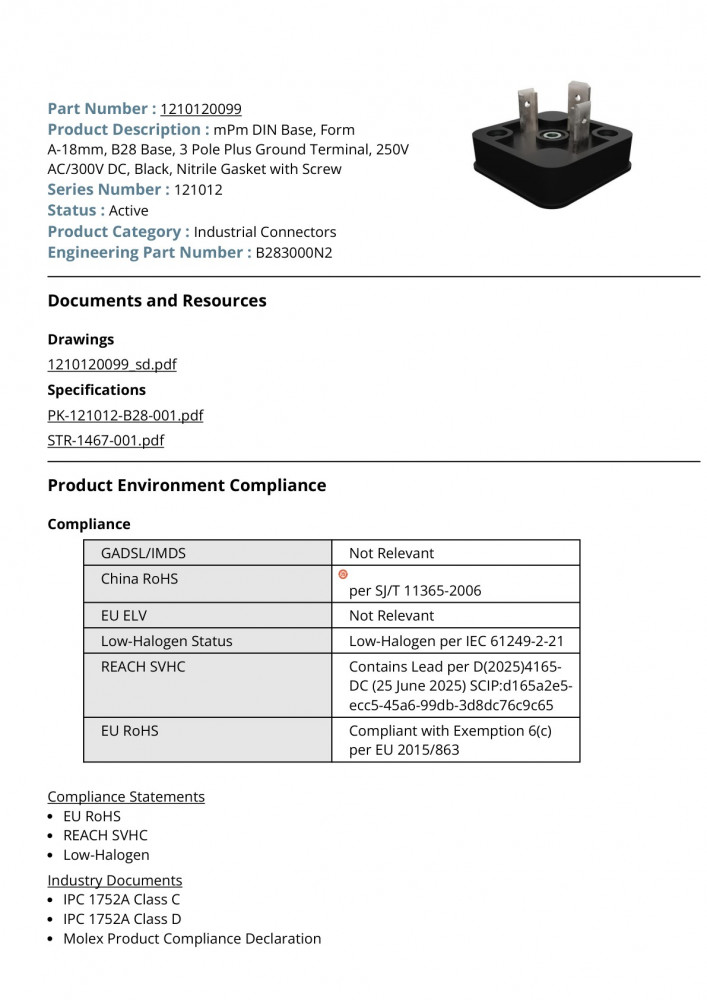 Molex technical document page 1