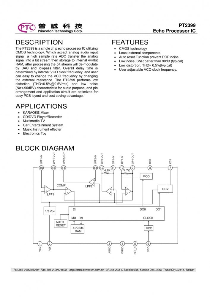 PT2399 technical document page 1