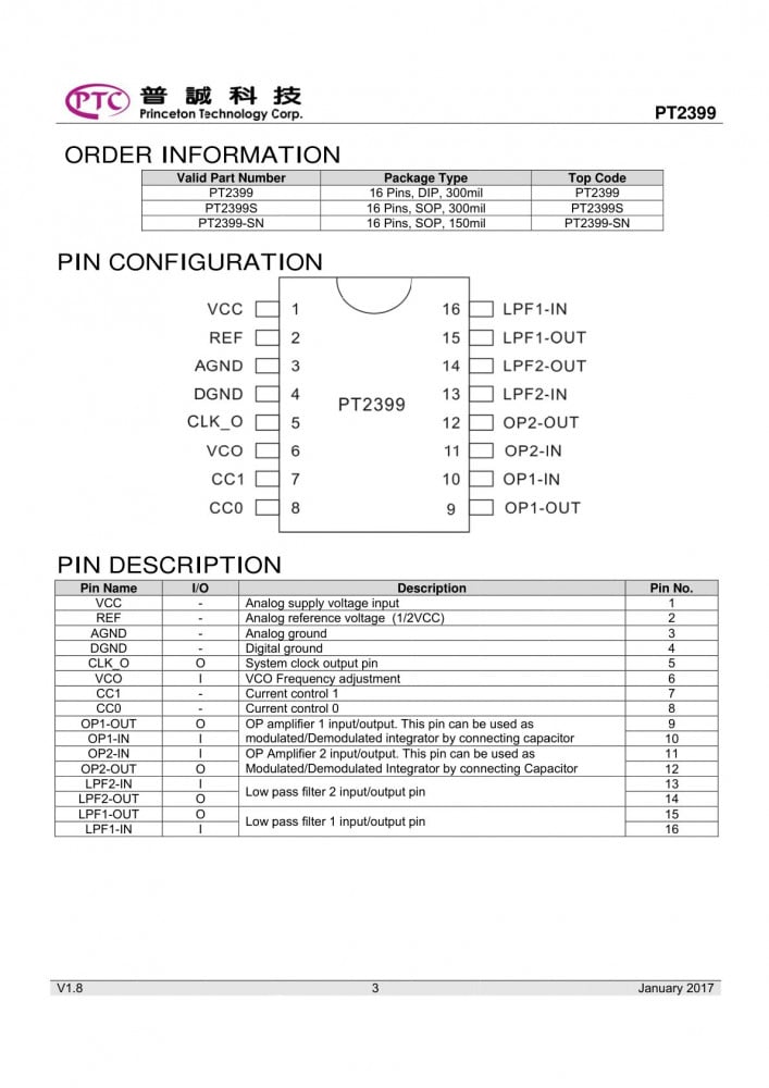 PT2399 technical document page 3