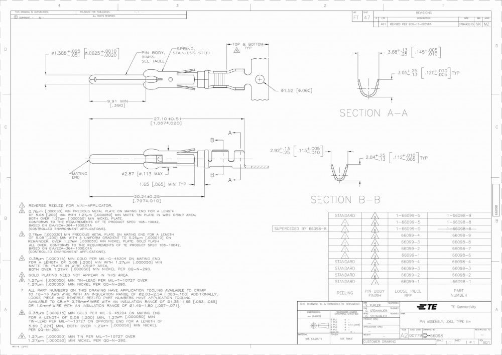 TE Connectivity 66098 controlled drawing preview