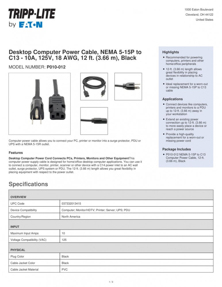 P010-012 technical document page 1