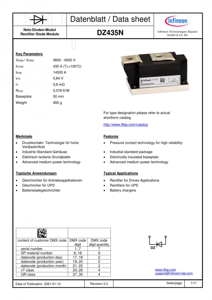 DZ435N40K datasheet page 1