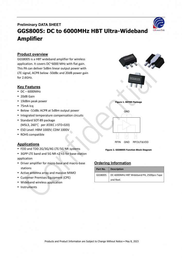 GGS8005 product documentation page