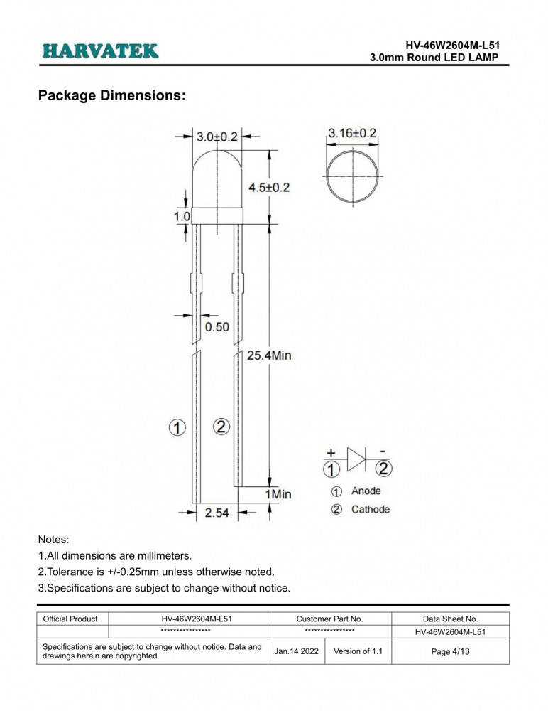 HV-46W2604M-L51 datasheet page 4