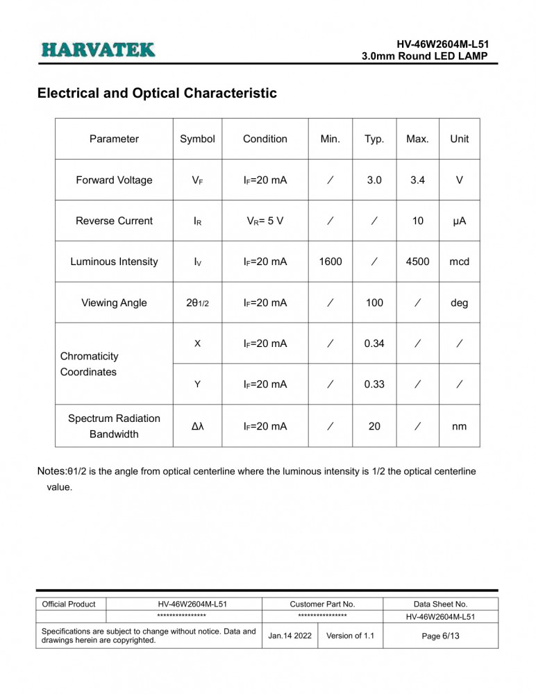 HV-46W2604M-L51 datasheet page 6