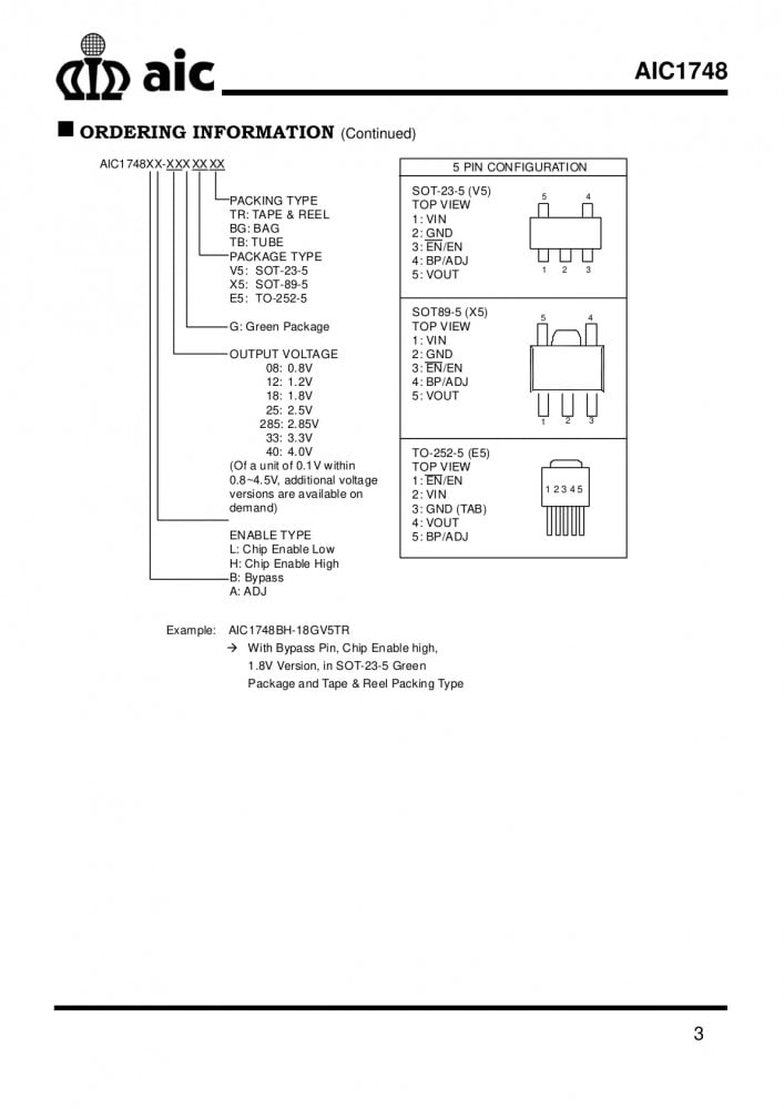 AIC1748 datasheet page 3