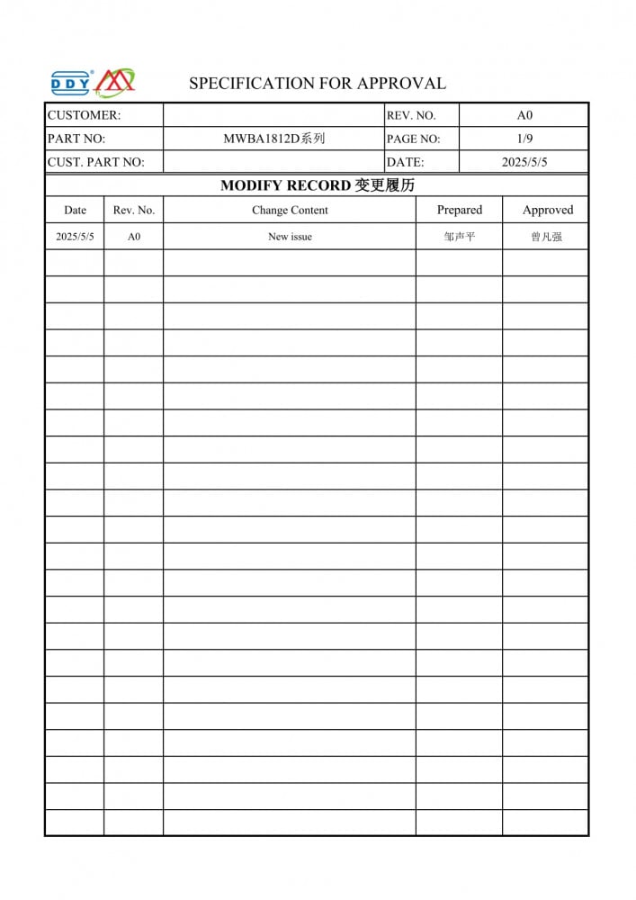 MWBA1812D approval document page 2