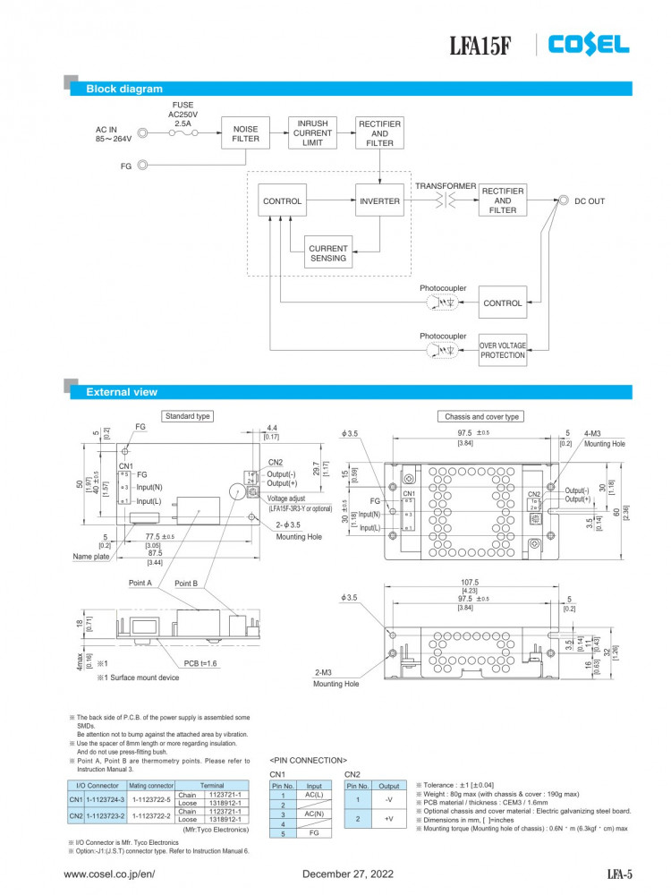 Cosel LFA series datasheet page 5