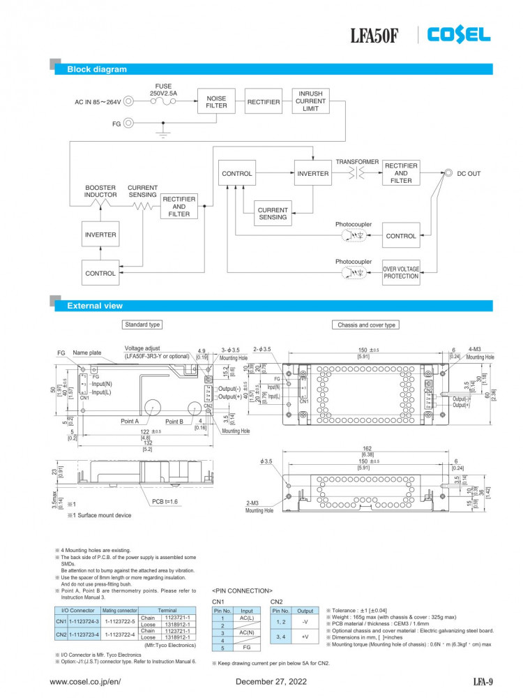 Cosel LFA series datasheet page 9