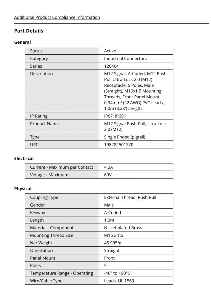 MOLEX cable family drawing, page 2