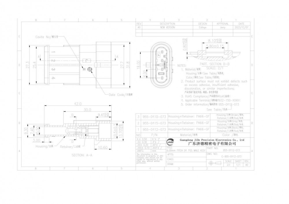 JIDC 955-0412-073 product drawing page